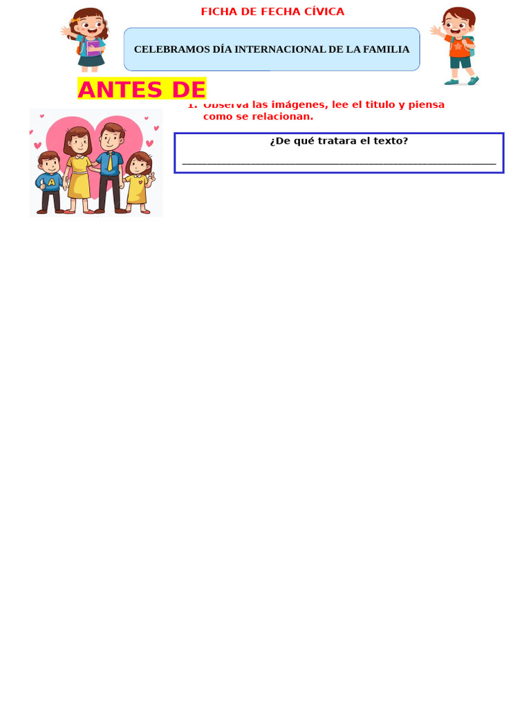 Ficha Fcivica Dia de La Familia) | PDF | Amor
