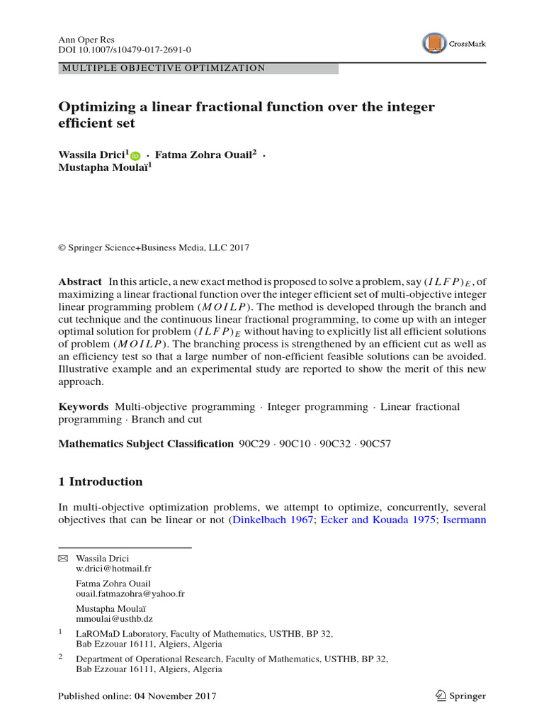 Optimizing A Linear Fractional Function | PDF | Linear Programming | Mathematical Optimization