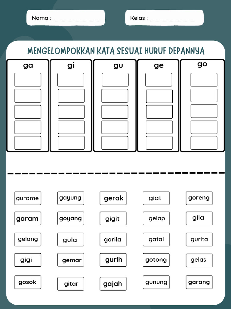Worksheet Huruf G | PDF