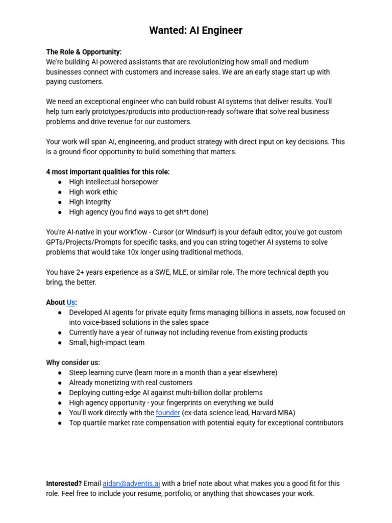 AI Engineer Role | PDF