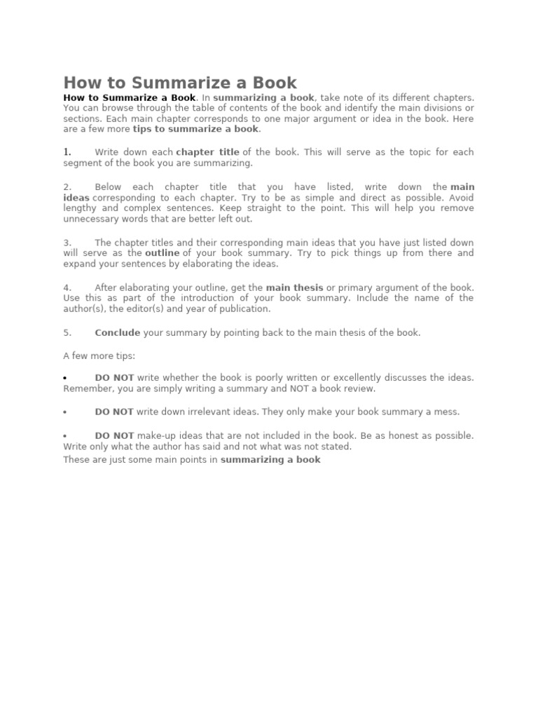 How to Summarize a Book Effectively | PDF