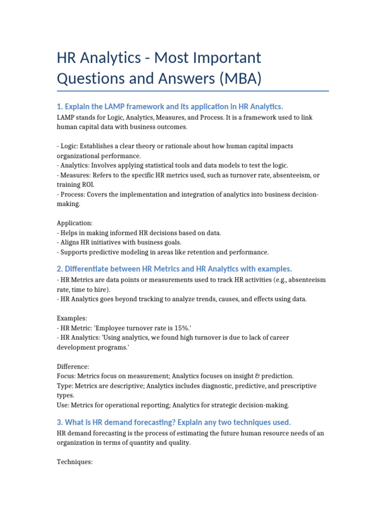HR Analytics Important QA | PDF | Analytics | Performance Indicator