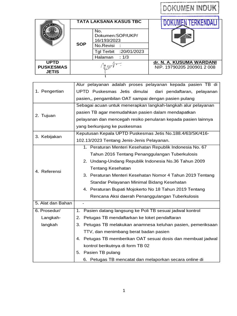 SOP Tata Laksana Kasus TBC | PDF