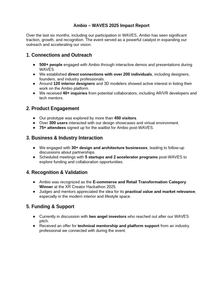 Ambio - WAVES 2025 Impact Report | PDF