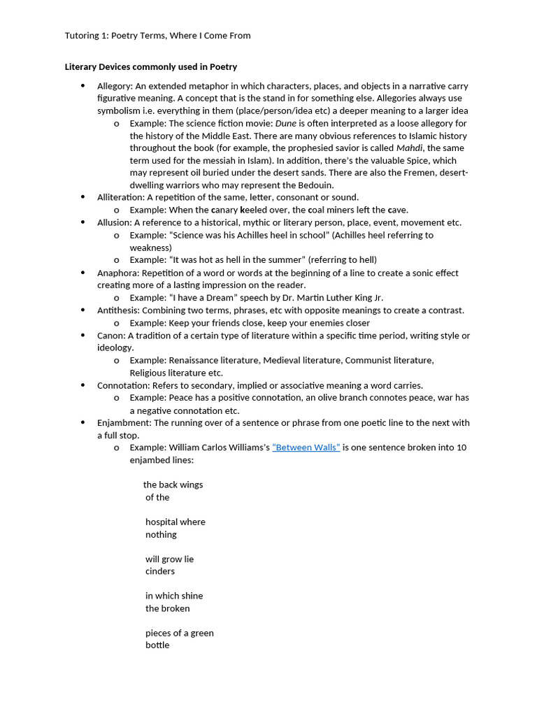 Literary Devices in Poetry | PDF | Poetry