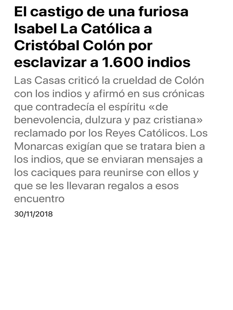 Isabel La Católica y el castigo a Colón | PDF | Cristobal colon ...