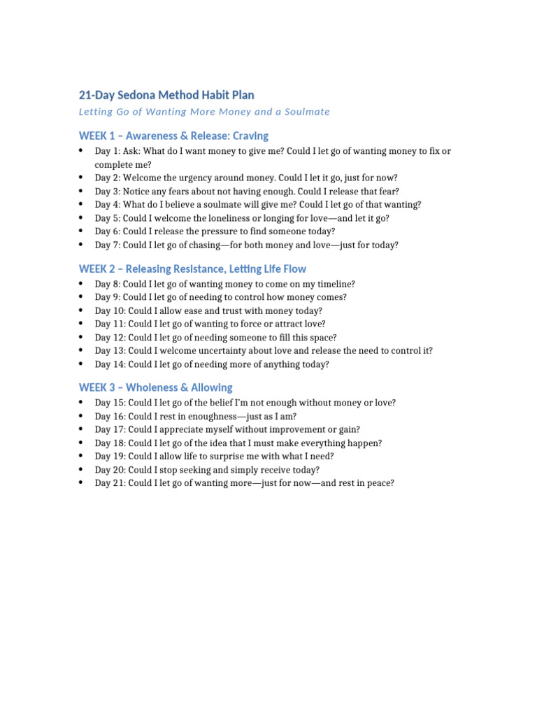 21-Day Sedona Method for Letting Go | PDF