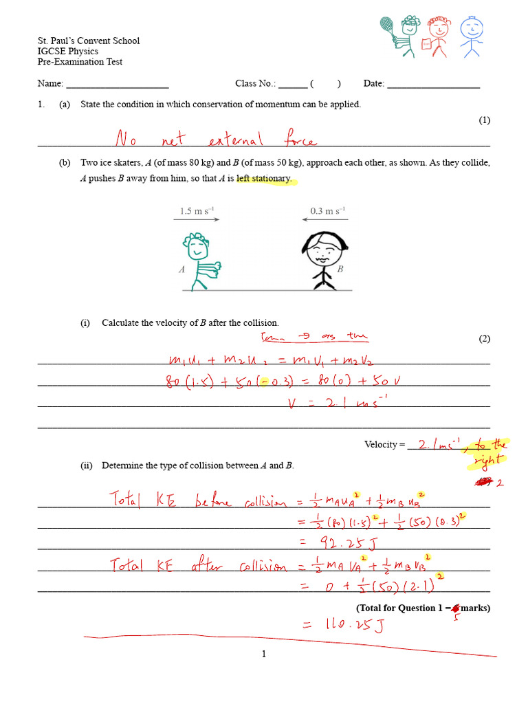 F. 3 IGCSE Physics Pre-Exam Test (2024-25) (Wrong) | PDF | Collision ...