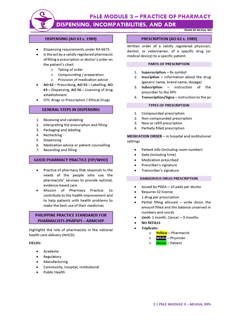 Pharmacy Practice and Dispensing Guide | PDF | Medical Prescription ...