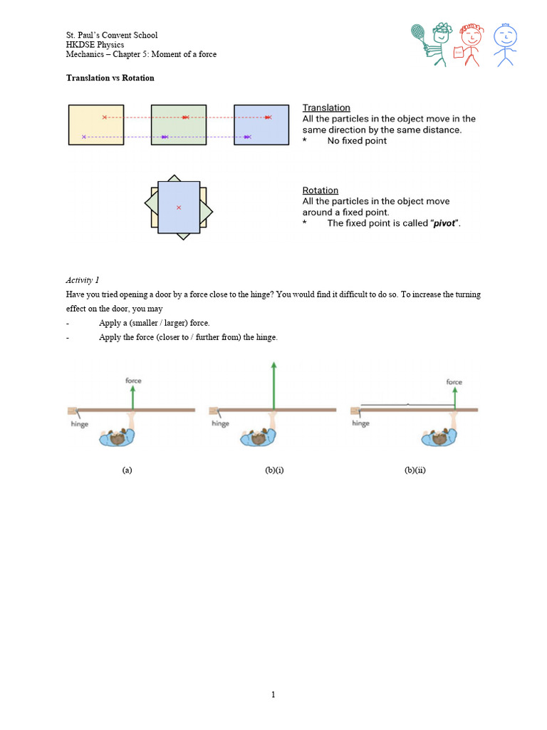 HKDSE Physics: Moment of a Force | PDF | Torque | Force