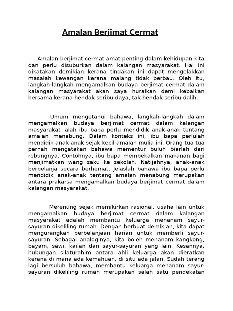 Amalan Berjimat Cermat dalam Masyarakat | PDF