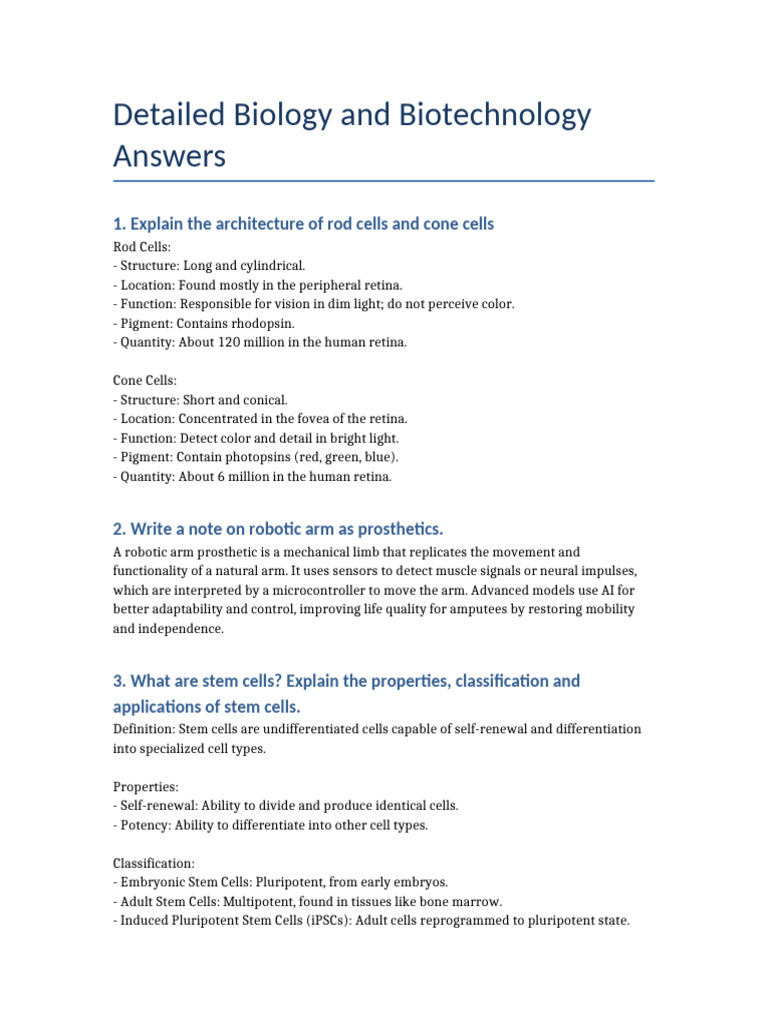 Biology and Biotech Answers Part1 | PDF | Carbohydrates | Stem Cell
