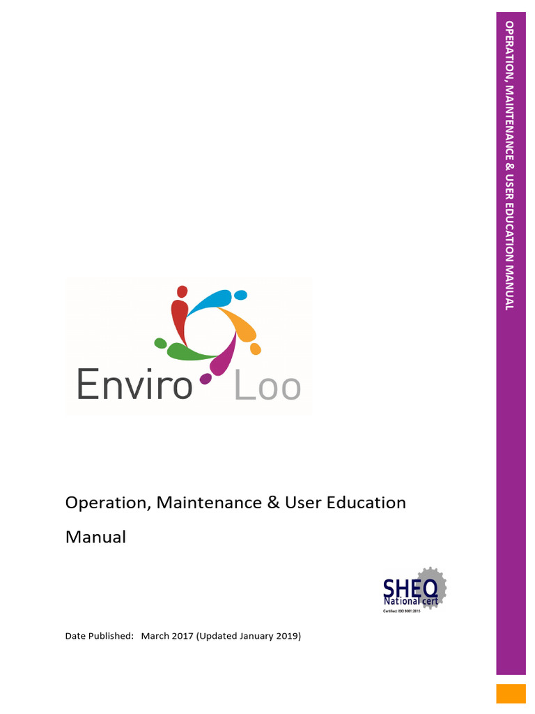 Enviro Loo Operation, Maintenance and User Eduation Manual January 2019 | PDF | Toilet | Waste