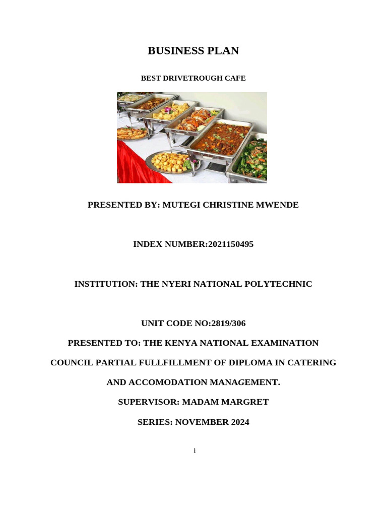 MUTEGI CHRISTINE MWENDE BS PLAN | PDF | Pricing | Waiting Staff
