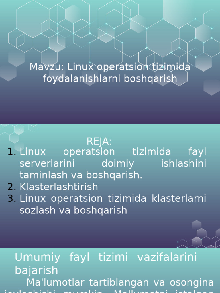 Mavzu Linux Operatsion Tizimi | PDF