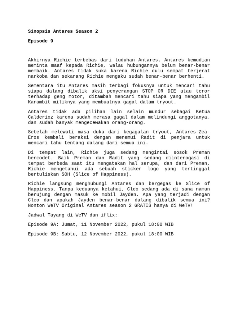 Sinopsis Antares Season 2-Ep 9 | PDF