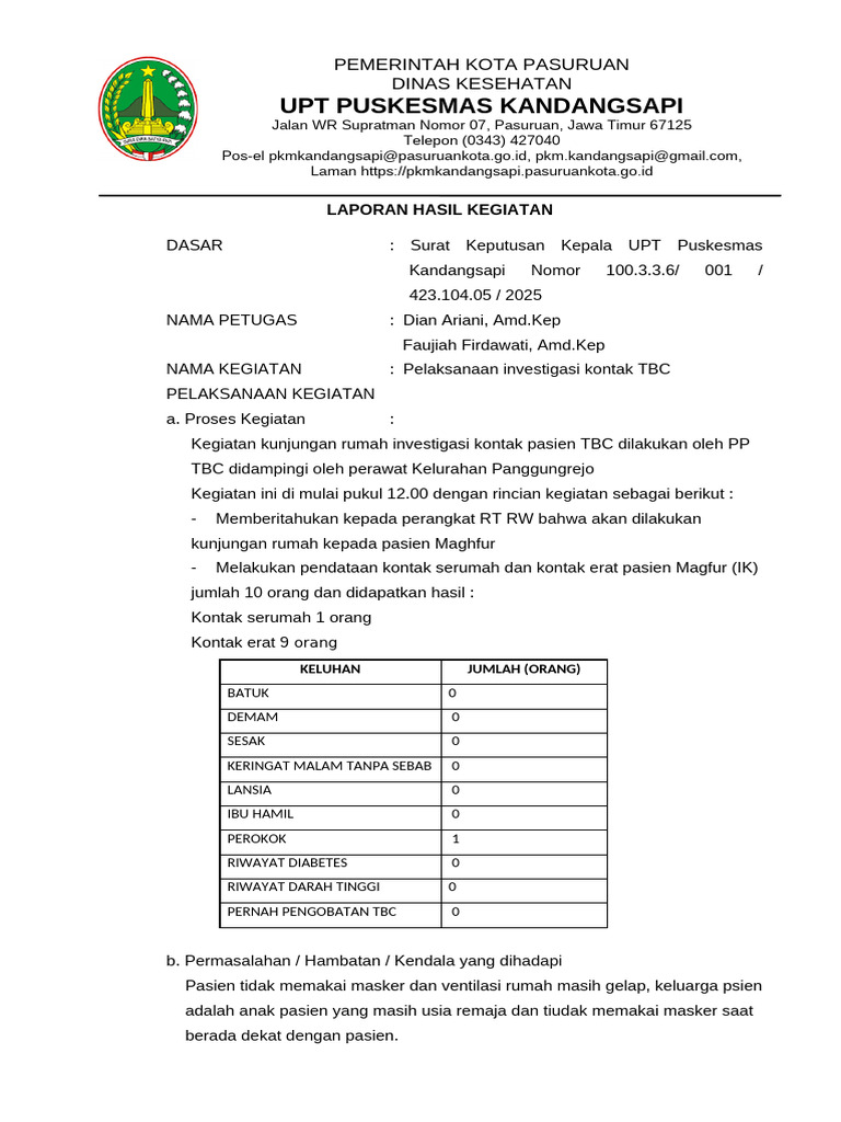 LHK Kunjungan Rumah Ik Januari 2025 | PDF