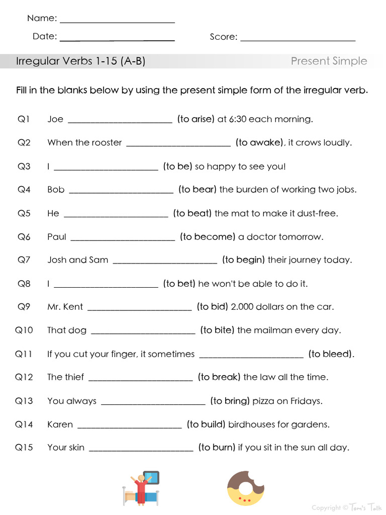 Present Simple Irregular Verbs Exercises | PDF