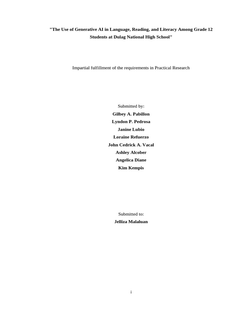 Cover Page of Research 2 (Generative AI) | PDF