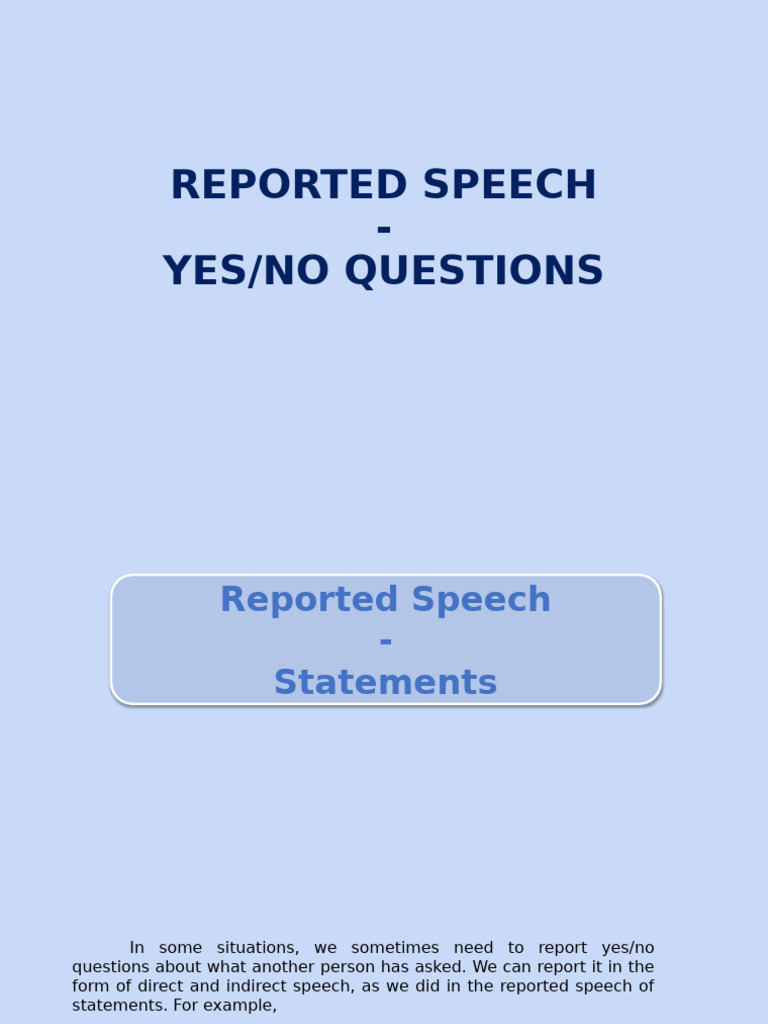DAY 17. Reported Speech Yes or No Questions (if or Whether) | PDF ...