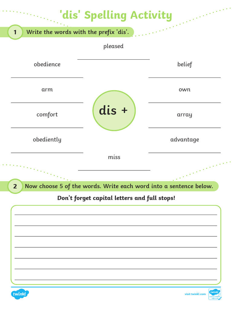 Dis - Prefix Spelling Activity | PDF