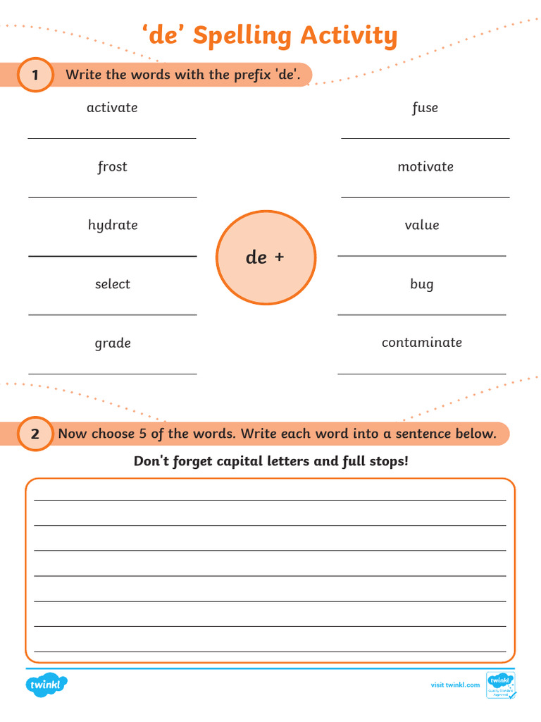 de - Prefix Spelling Activity | PDF