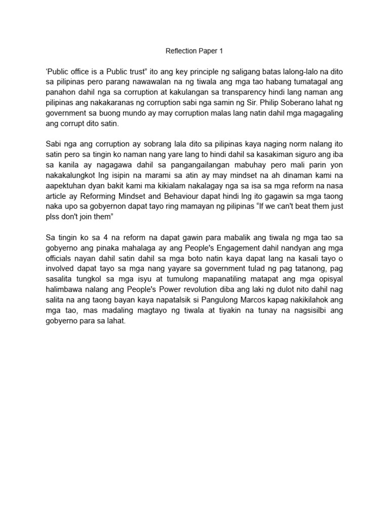 Reflection Paper 1 Eaap | PDF