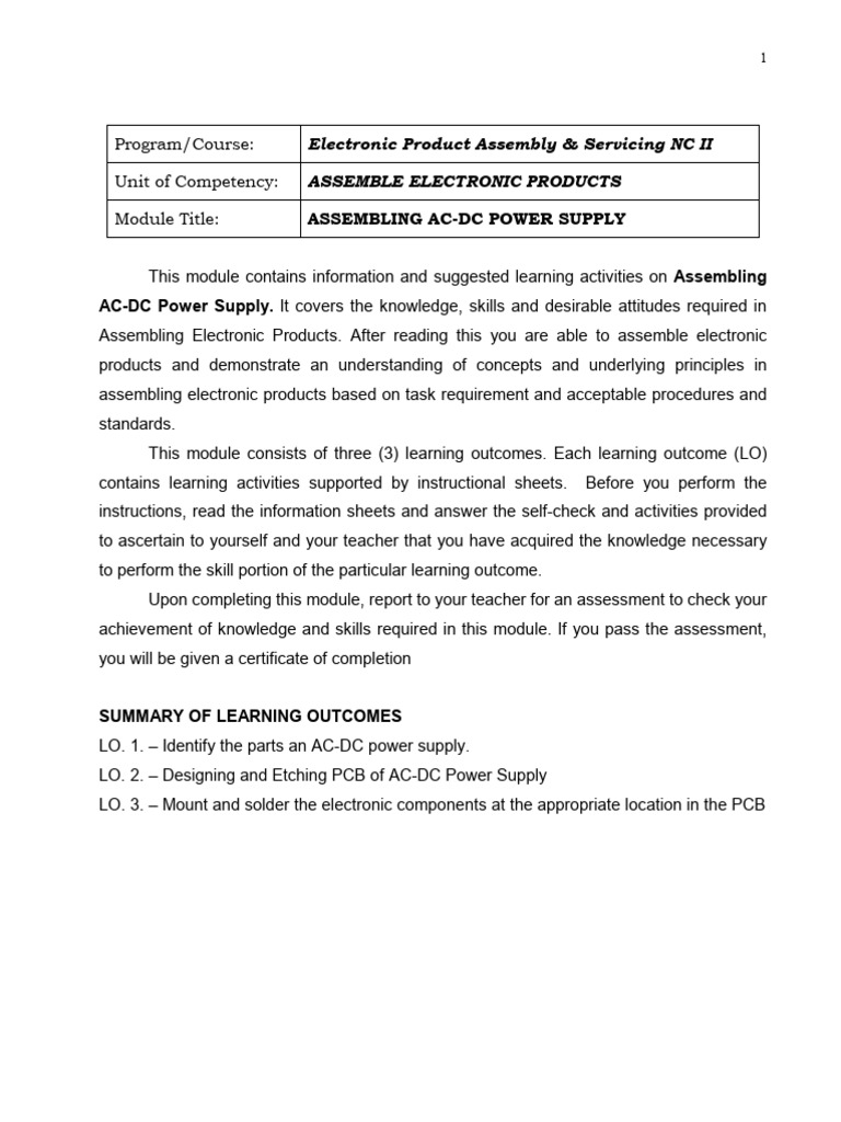 CUR. DEV. Assembly EPAS Final | PDF | Rectifier | Power Supply