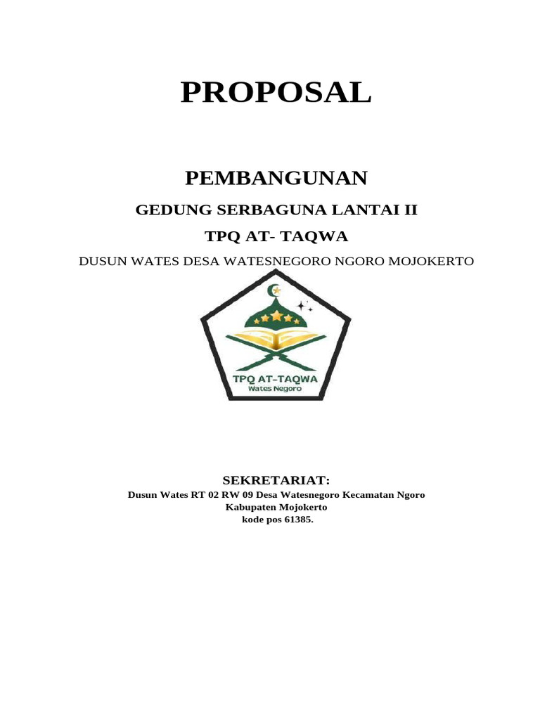 Proposal Pembangunan TPQ Lantai II Vix-1 Ok | PDF