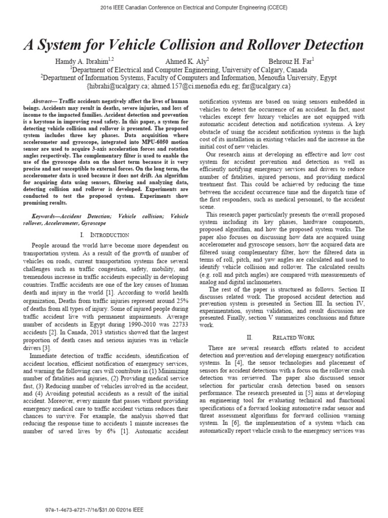 Ibrahim Et Al. - 2016 - A System For Vehicle Collision and Rollover Detect | PDF | Traffic ...