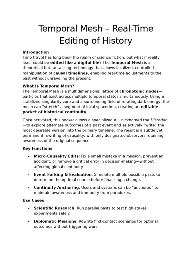 Temporal Mesh - Real-Time Editing of History | PDF | Science