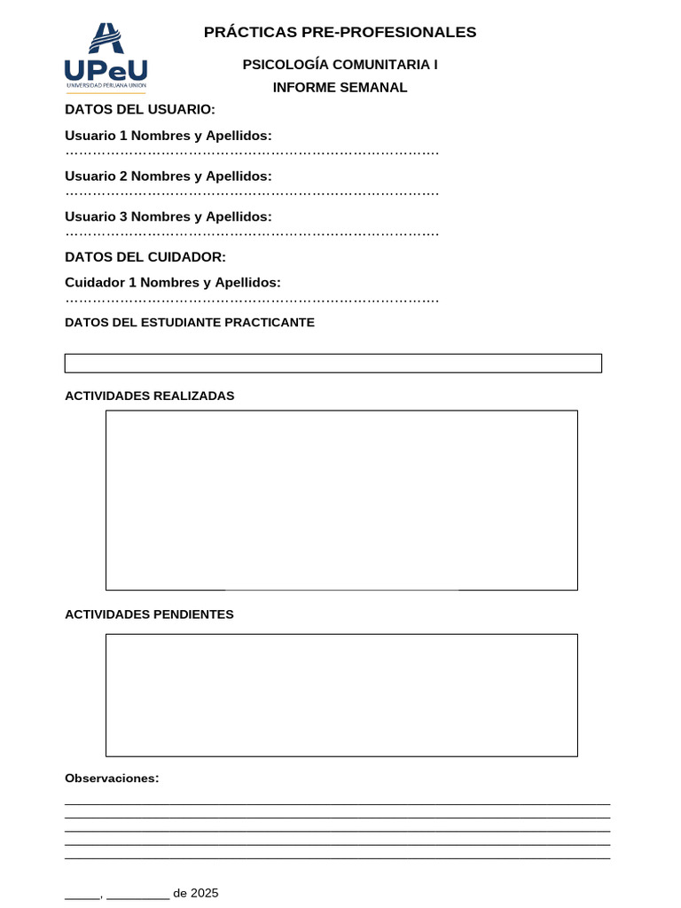Anexo 7 - Informe Semanal Practicas | PDF