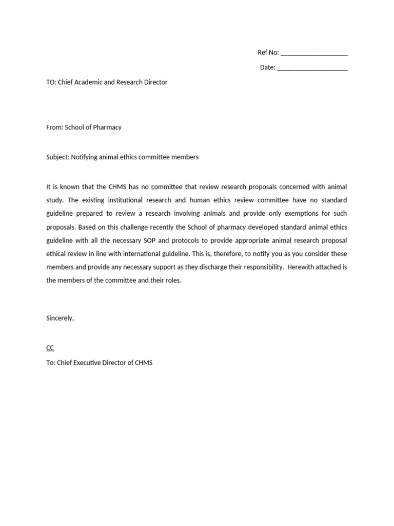 Animal Ethics Committee Notification | PDF