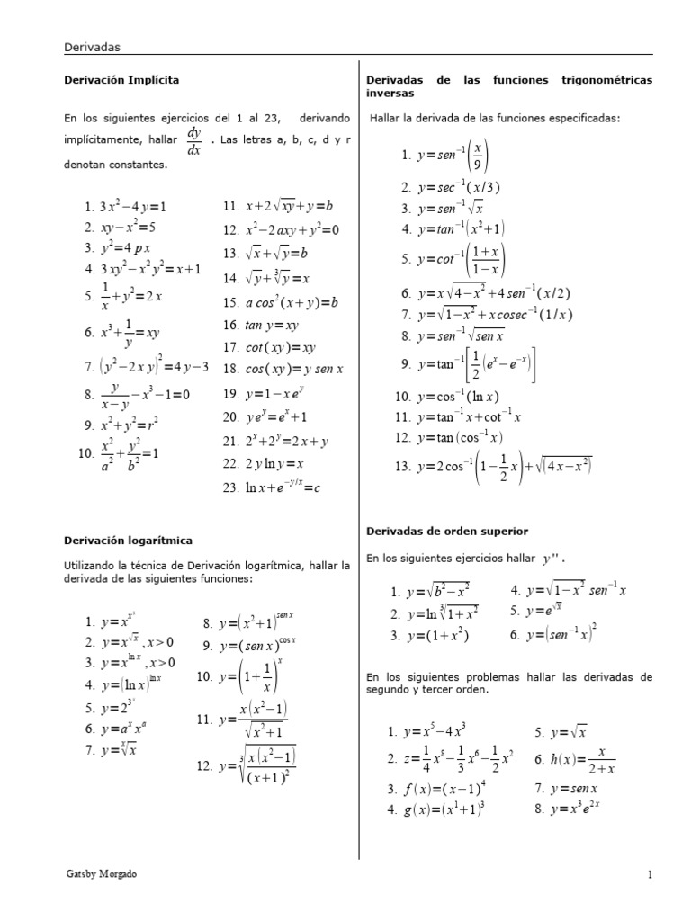 Derivadas Derivacion Implicita | PDF | Análisis complejo | Funciones especiales
