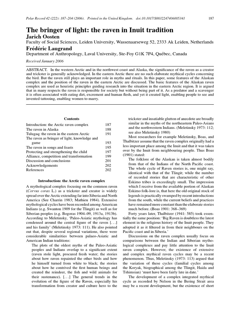 Raven | PDF | Inuit | Rituals