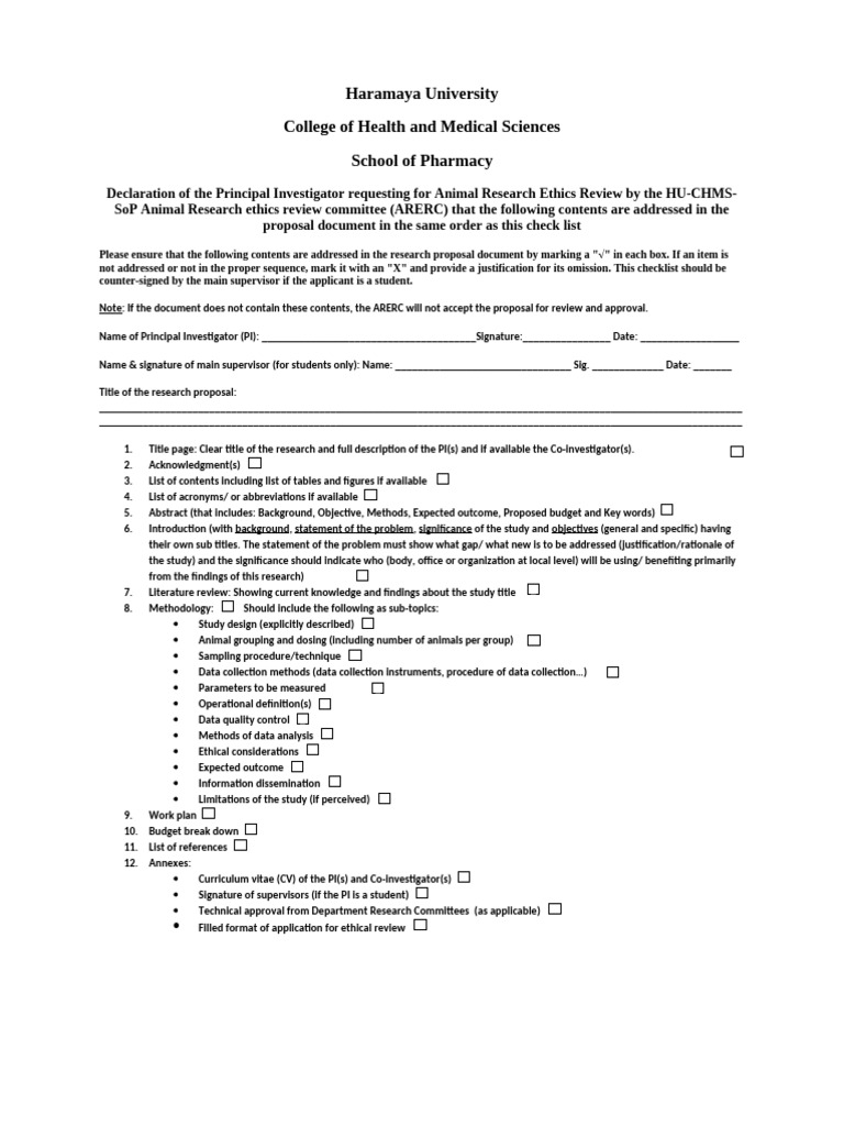 School - of - Pharmacy - Animal - Research - Proposal - Content ...