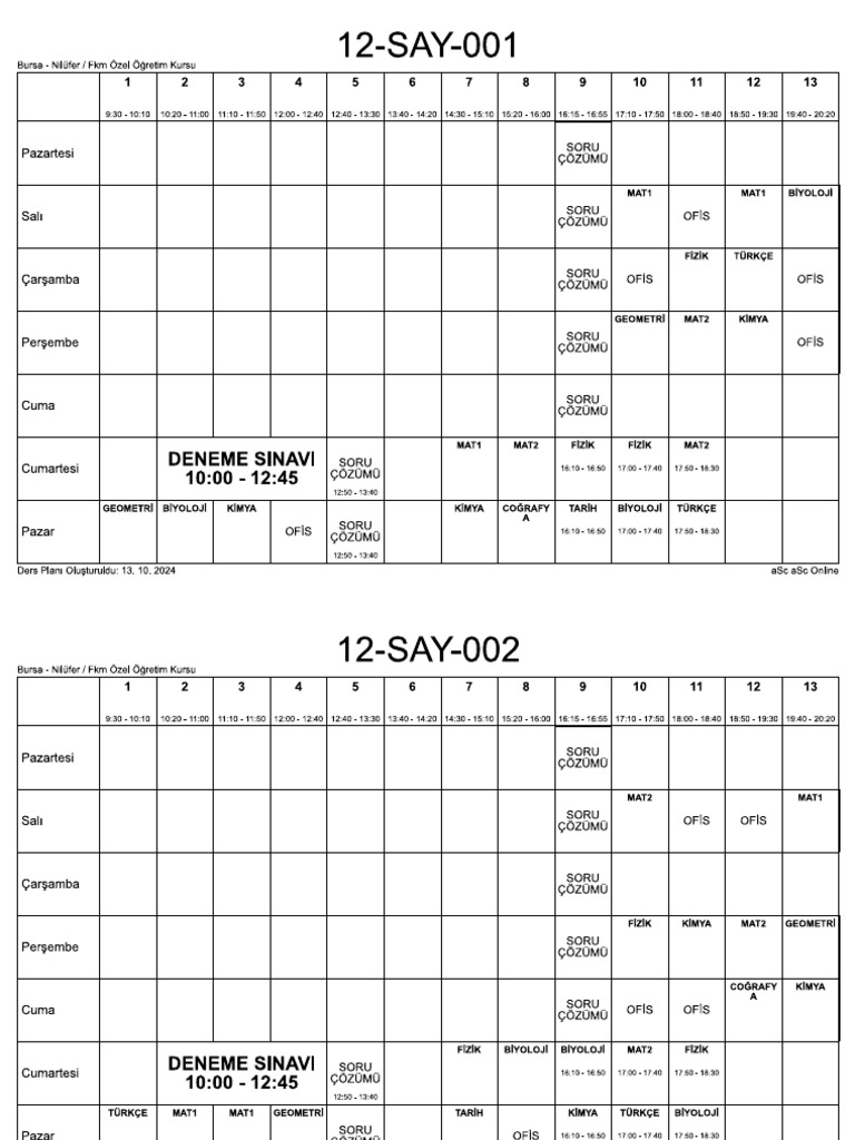 12 Say Ders Programi | PDF
