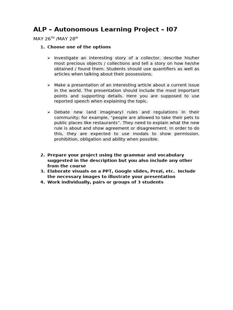 ALP Project: Storytelling & Debates | PDF