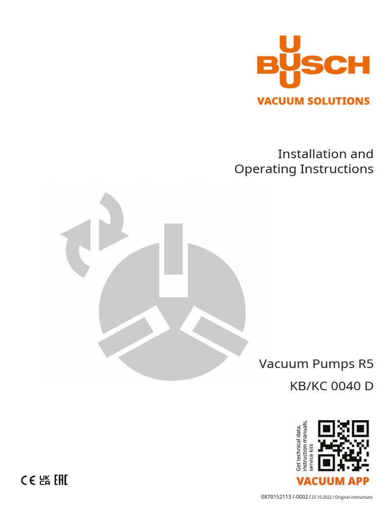 Instruction Manual R5 KB KC 0040 D - EN - en | PDF | Pump | Vacuum