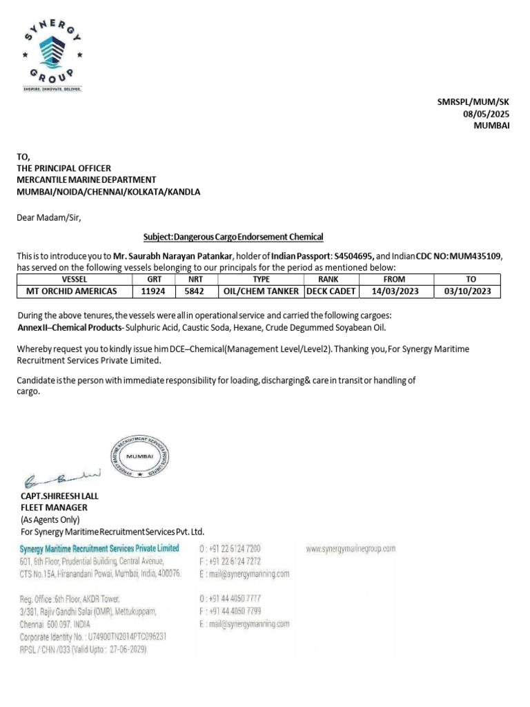 Chem DC Letter | PDF