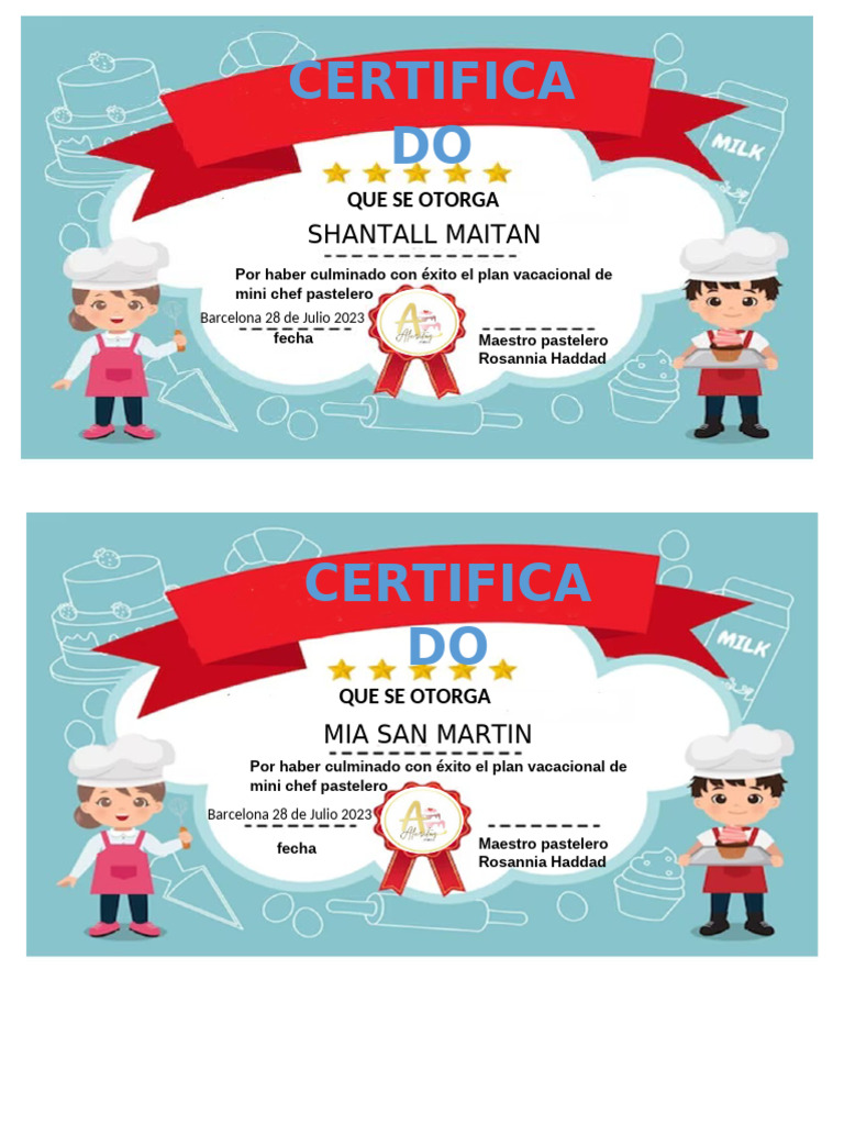 Certificado Plan Vacacional | PDF