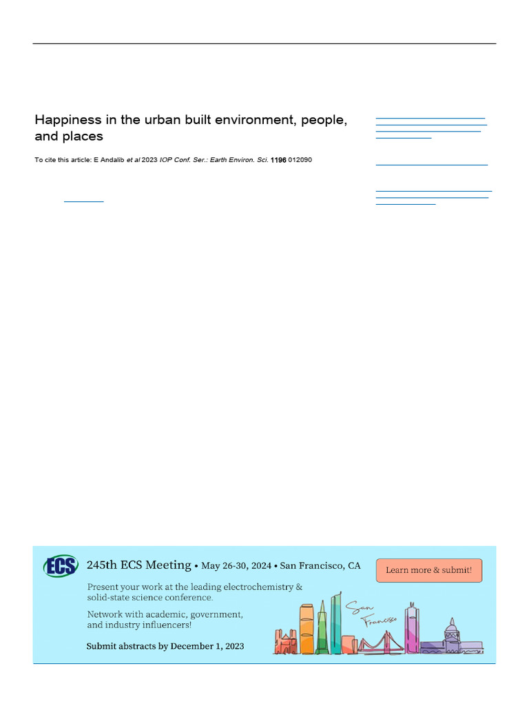 Urban Environment's Impact on Happiness | PDF | Well Being | Built ...