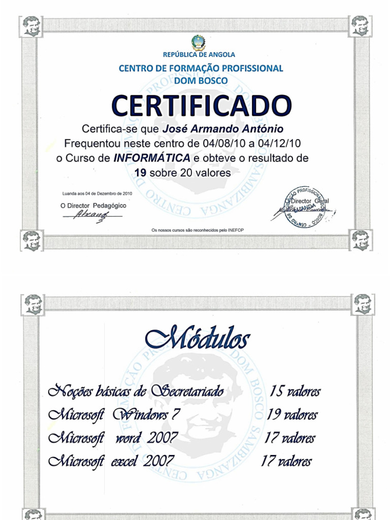 Certific José António Informática | PDF