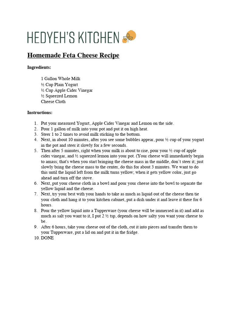 Feta Cheese Recipe 1 2 | PDF
