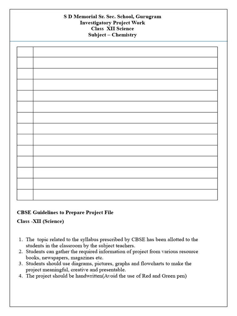 XII - CHEMISTRY - Project Work | PDF