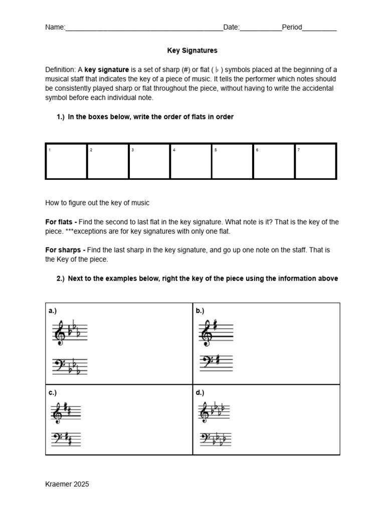 Key Signature Assessment | PDF