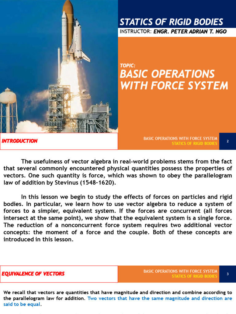Basic Operations of Force Systems | PDF | Force | Euclidean Vector