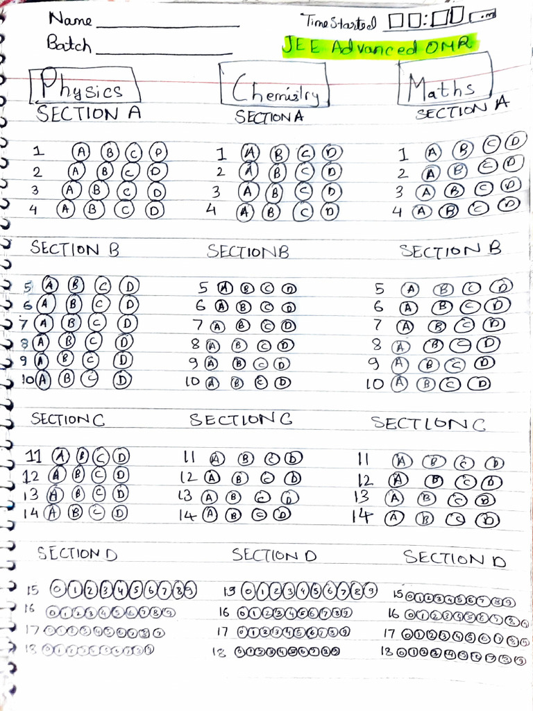 Jee Advanced Omr | PDF