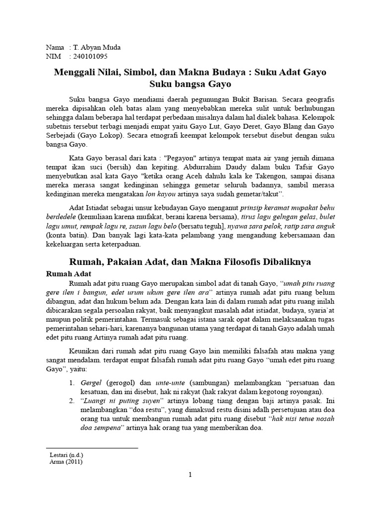 Makna dan Simbol Adat Suku Gayo | PDF
