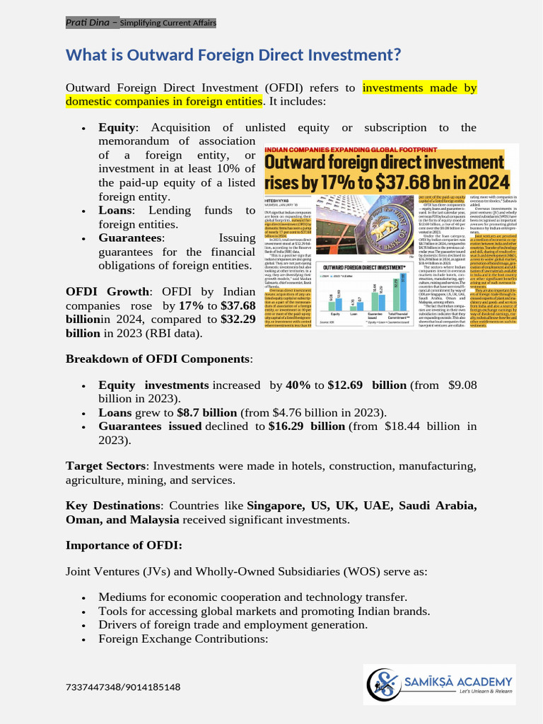 What Is Outward Foreign Direct Investment | PDF